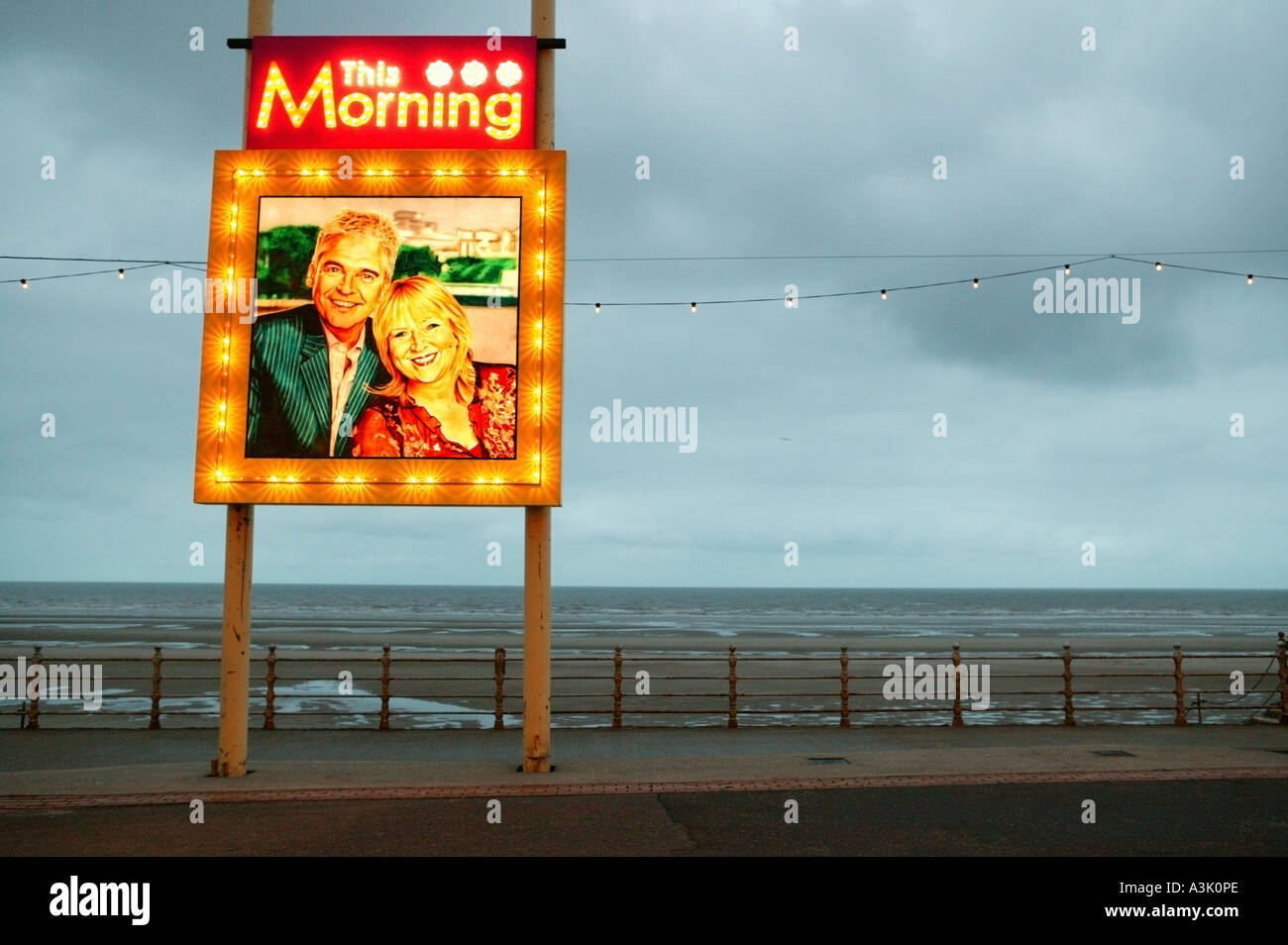 blackpool illuminations this morning sign Stock Photo - Alamy