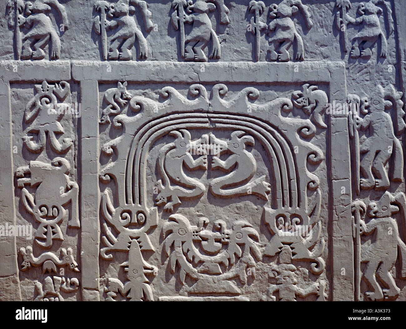 Dragon Frieze Detail of La Huaca Arco Iris In Trujillo In Peru Stock ...