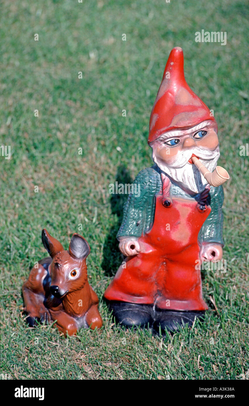 Garden Gnome And Rabbit In Torquay In Devon In England Stock Photo - Alamy