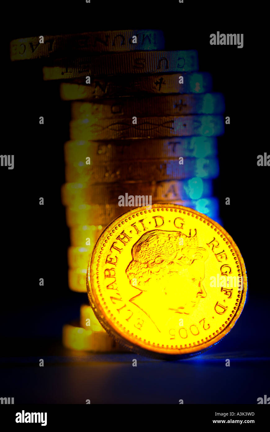United Kingdom one pound sterling coins Stock Photo - Alamy