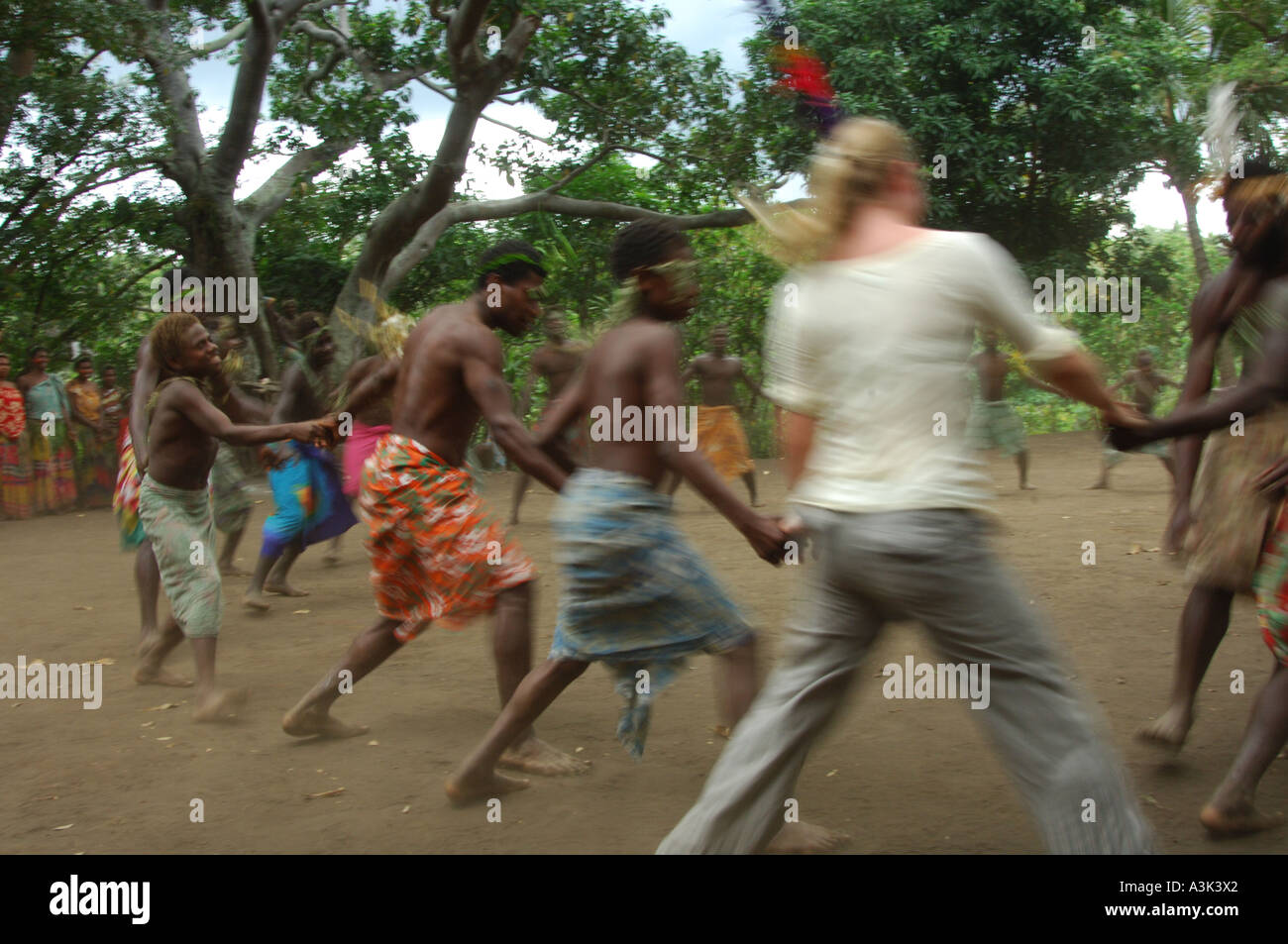 Tourists join in with traditional dances by villagers of Ipai custom ...