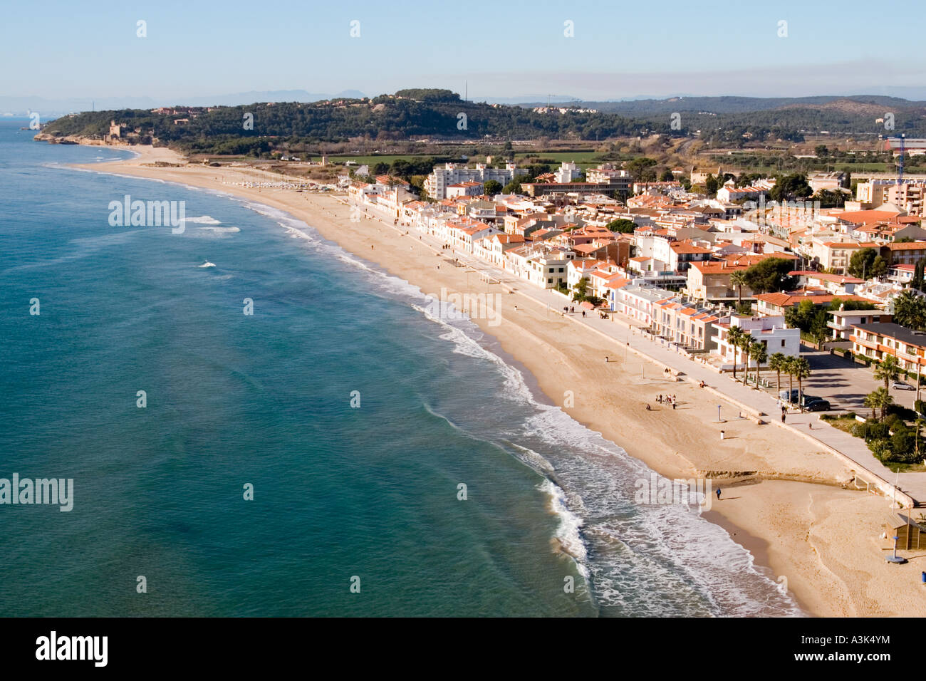 AERIAL VIEW OF THE BEACH AND VILLAGE IN ALTAFULLA TARRAGONA Stock Photo ...