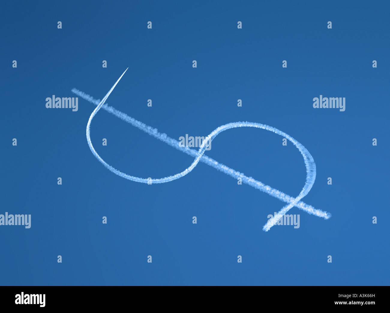 Dollar, Peso, symbol in skywriting against clear blue sky Stock Photo ...