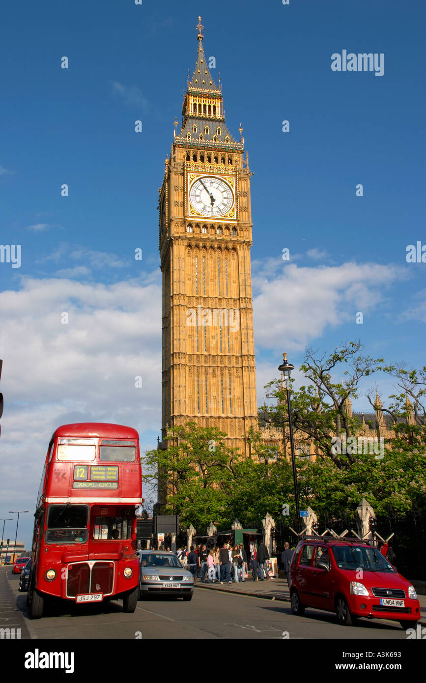 red double decker bus with big ben behind in london Stock Photo - Alamy