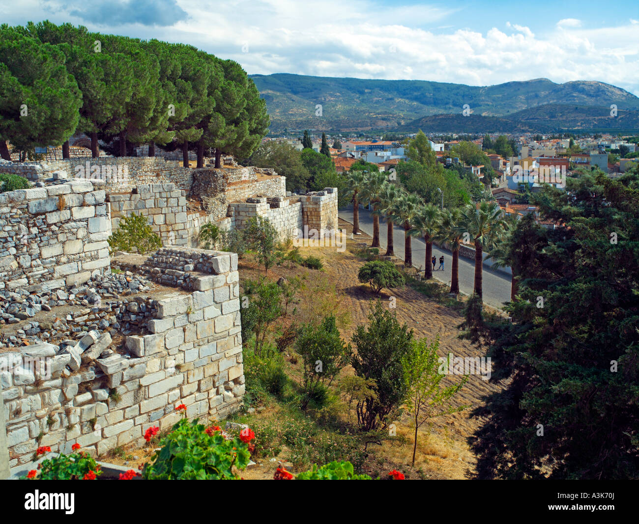The walls of St johns Basilica overlooking Selcuk town Stock Photo - Alamy