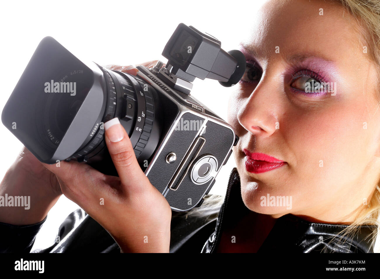 Young Creative Female Photographer Using A Retro Medium Format ...