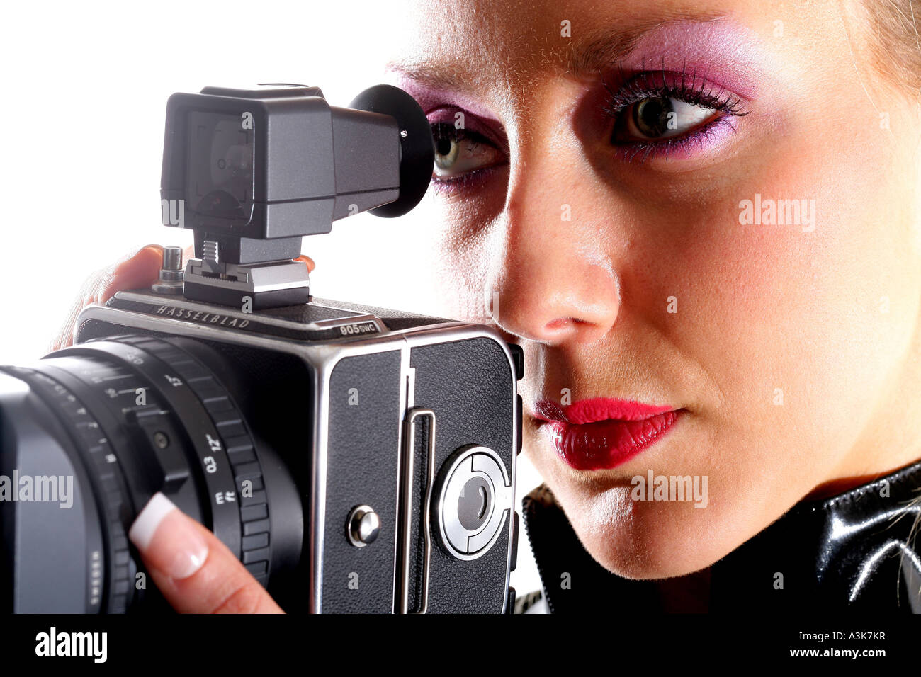 Young Creative Female Photographer Using A Retro Medium Format ...