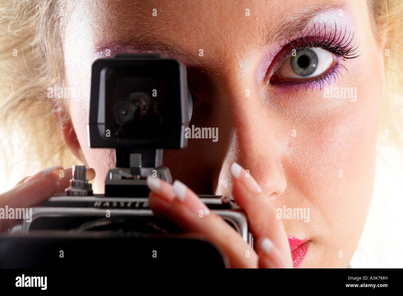 Young Creative Female Photographer Using A Retro Medium Format ...