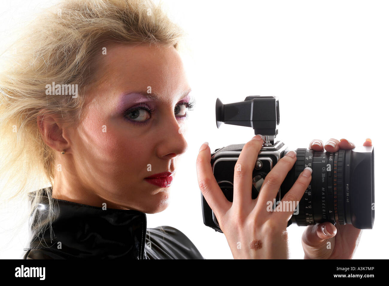 Young Creative Female Photographer Using A Retro Medium Format ...