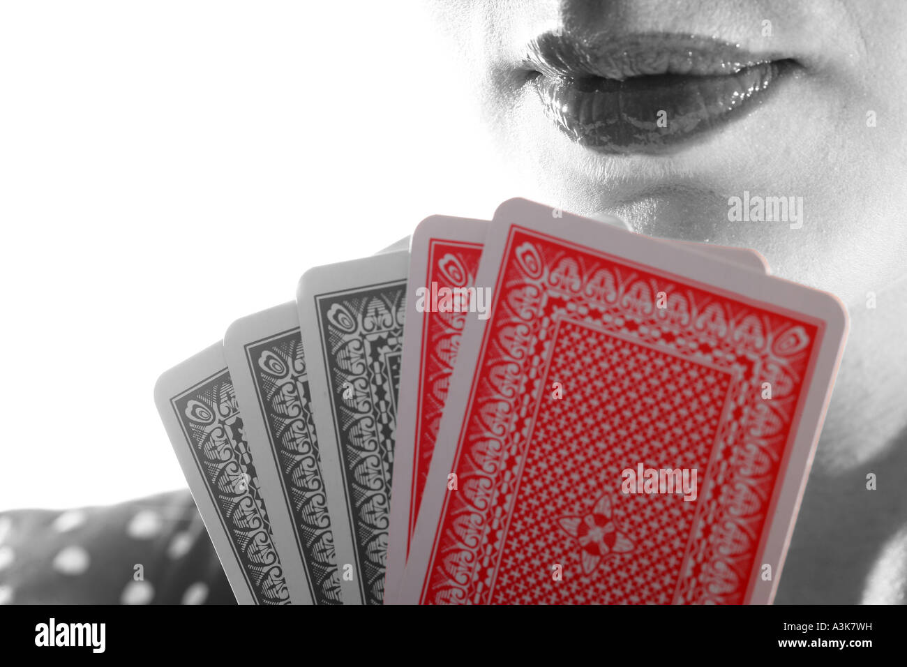 Young Woman Holding Playing Cards Model Released Stock Photo - Alamy