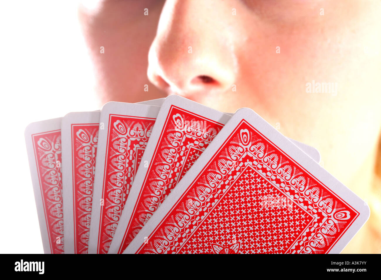 Young Woman Holding Playing Cards Model Released Stock Photo - Alamy