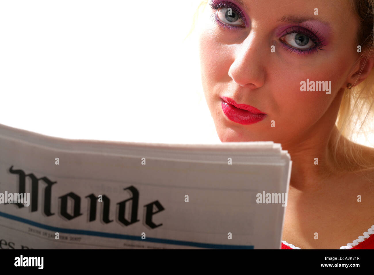 Young Woman Reading Newspaper Model Released Stock Photo - Alamy