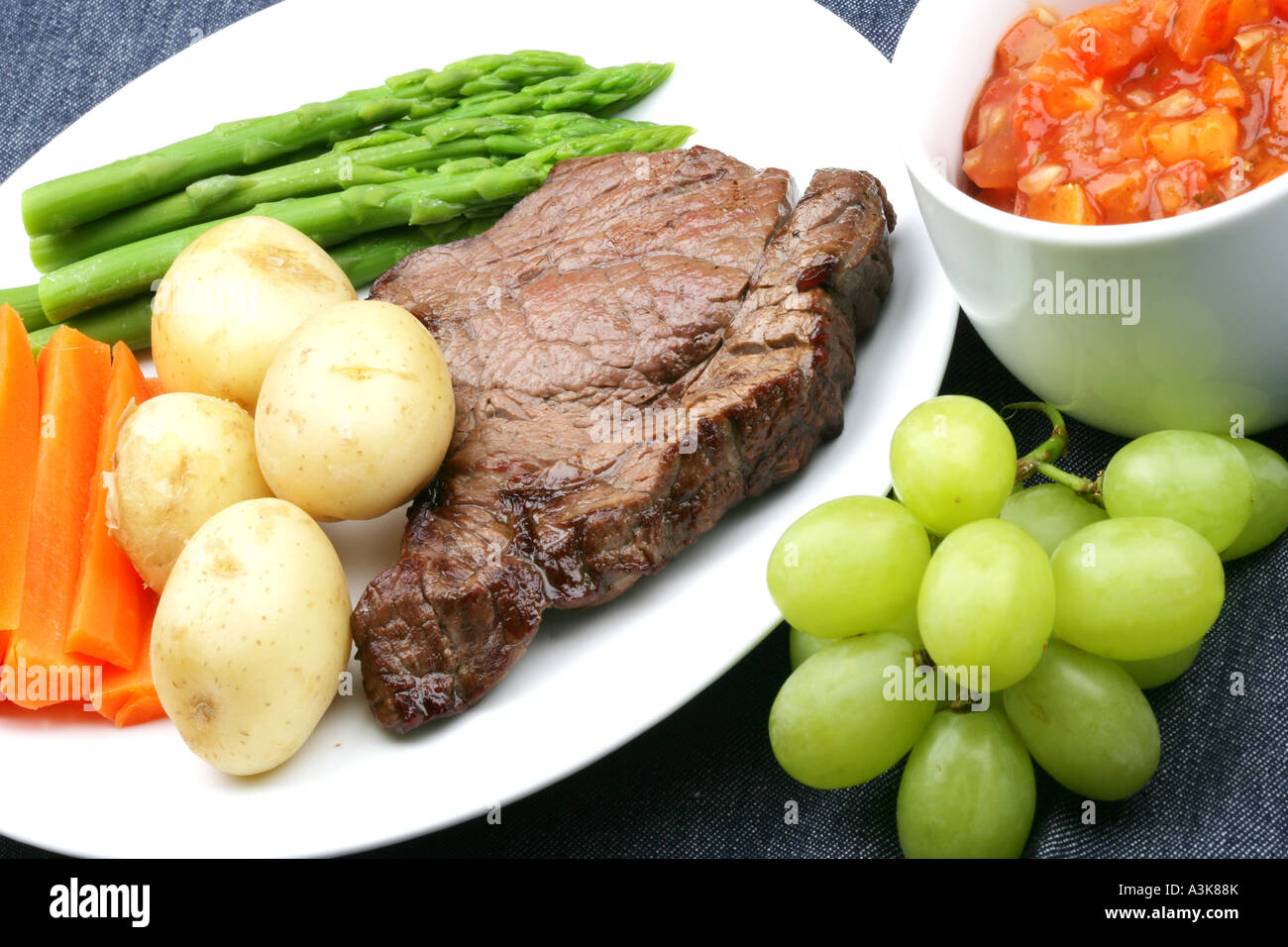 Grilled Steak and Vegetables Stock Photo - Alamy