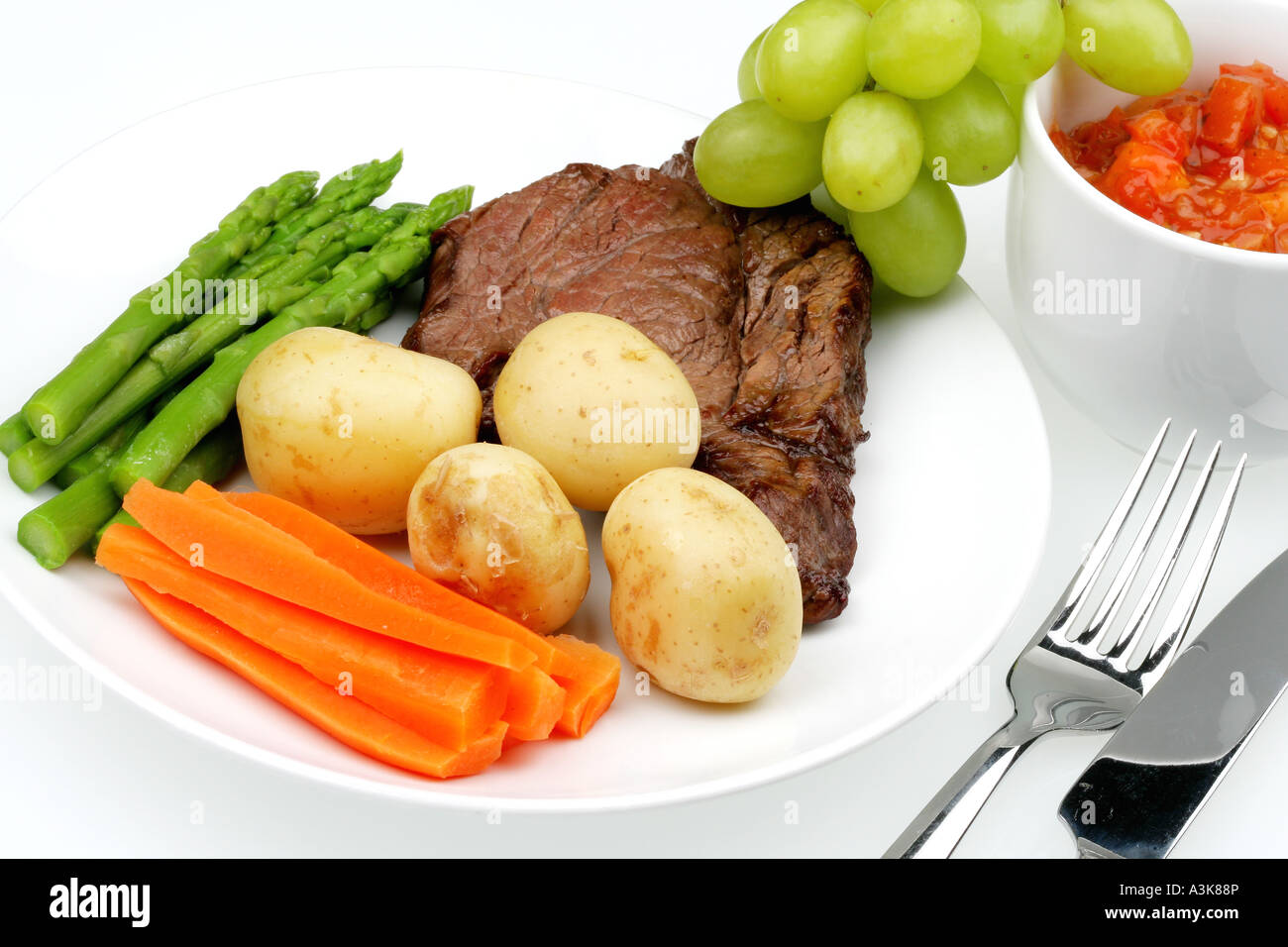 Grilled Steak and Vegetables Stock Photo - Alamy