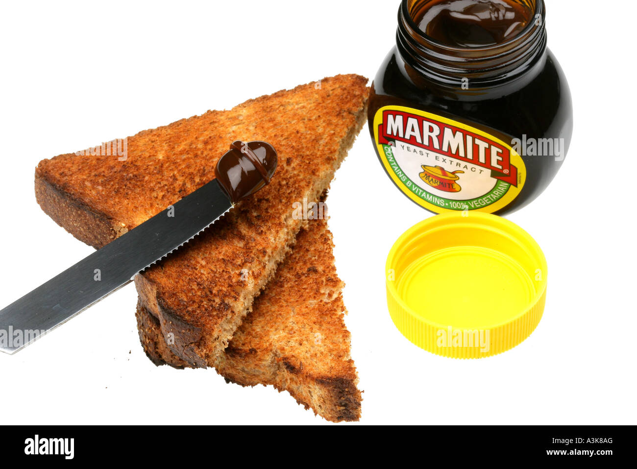 Wholemeal Toast with Marmite Spread Stock Photo - Alamy