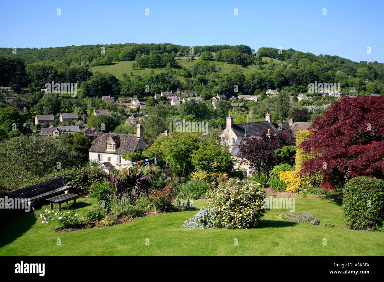 The pretty village of Sheepscombe in the Cotswolds England Stock Photo ...
