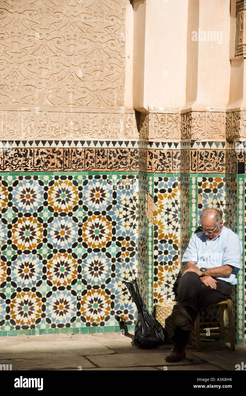 Catnap, Medersa Ali ben Youssef, Marrakesh Stock Photo - Alamy