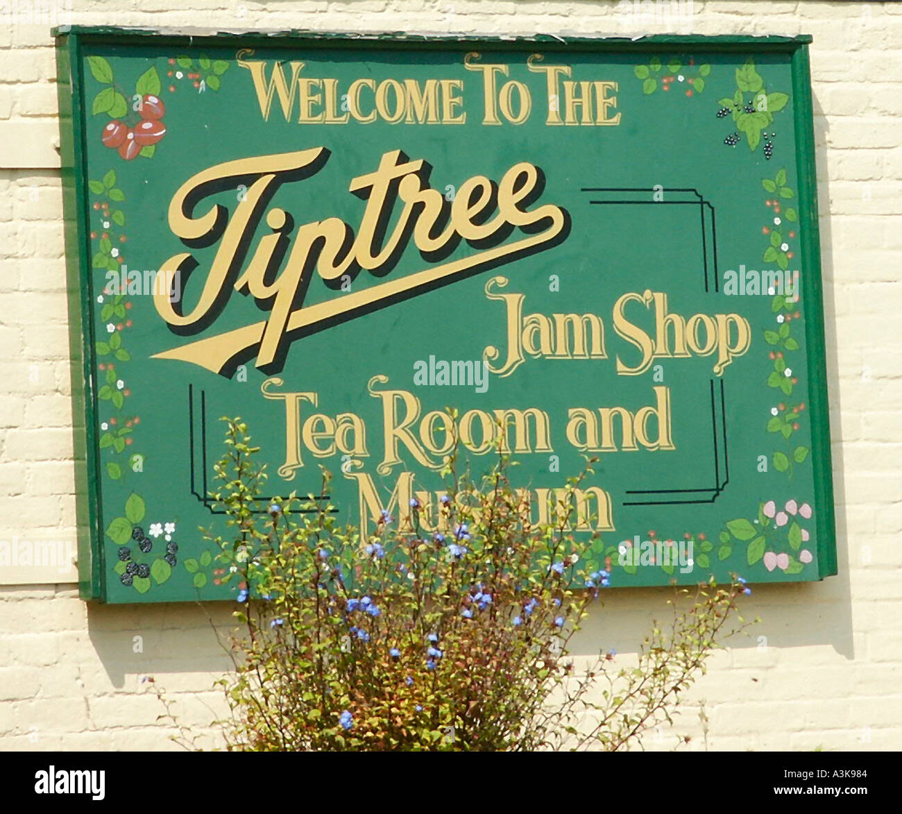 The Welcome Sign to the Tiptree Jam Shop, Tea Room and Museum, Tiptree ...