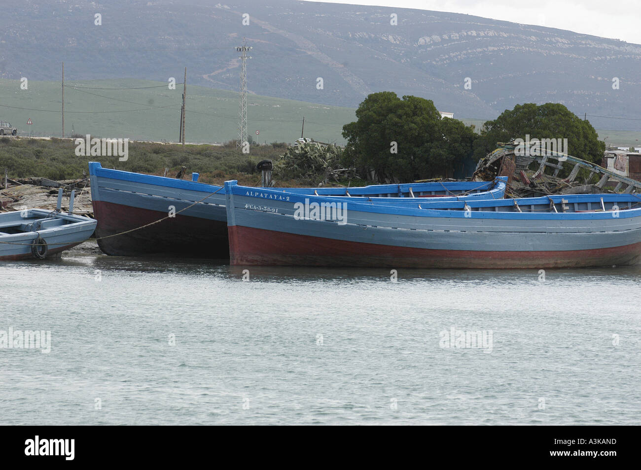 Fishing boats at the Ensenada Ca os de Meca Beach Barbate where it ...
