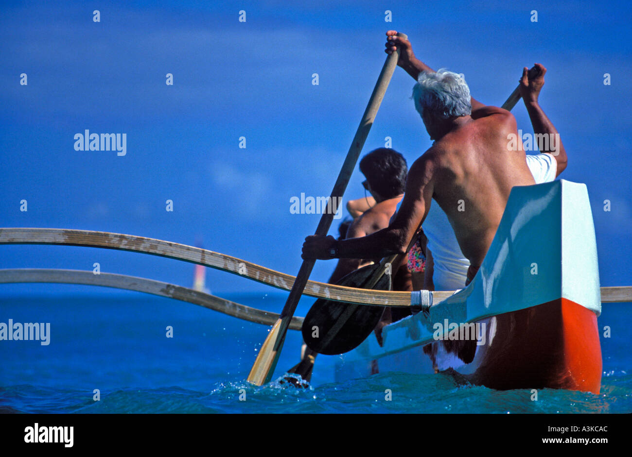 Hawaii outrigger canoe man hi-res stock photography and images - Alamy