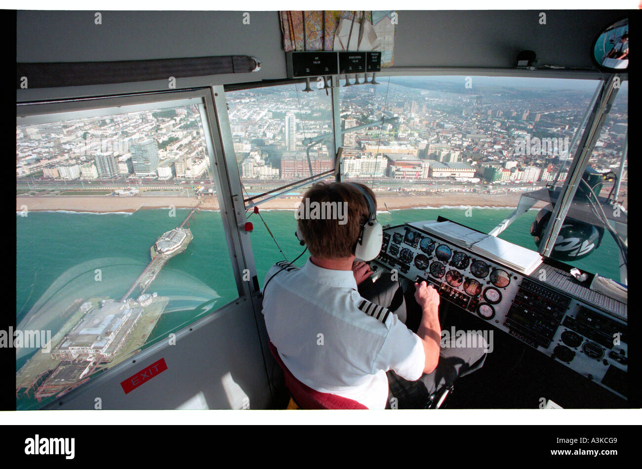 Police airship on surveilance duty over the south coast of England ...