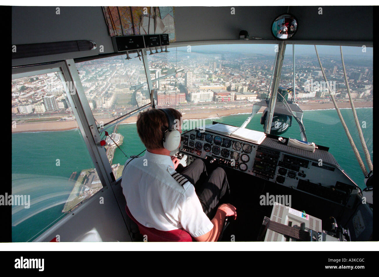 Police airship on surveilance duty over the south coast of England ...