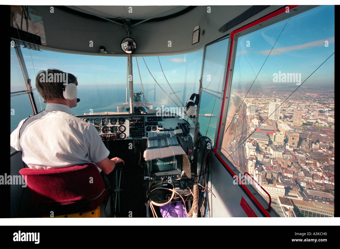 Police airship on surveilance duty over the south coast of England ...