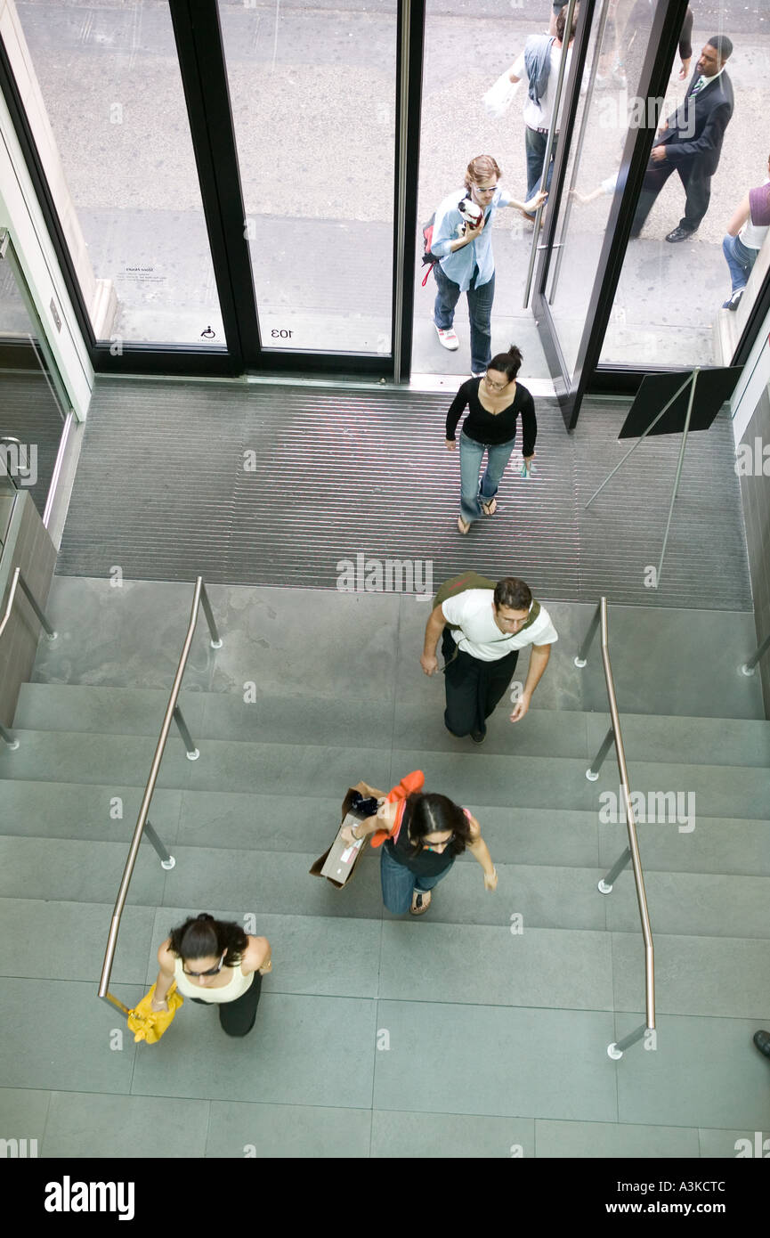 View of the entrance to the Apple store in SoHo in New York City USA ...