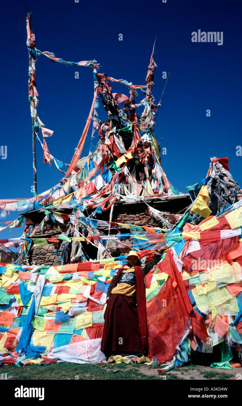 Tibetan prayer flag pole in hi-res stock photography and images - Alamy