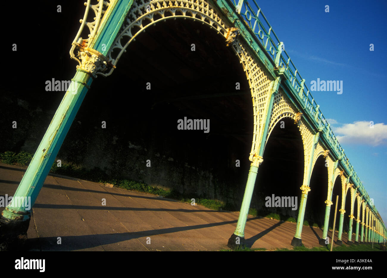 Ornate iron lacework of the arches on Madeira drive Brighton East ...