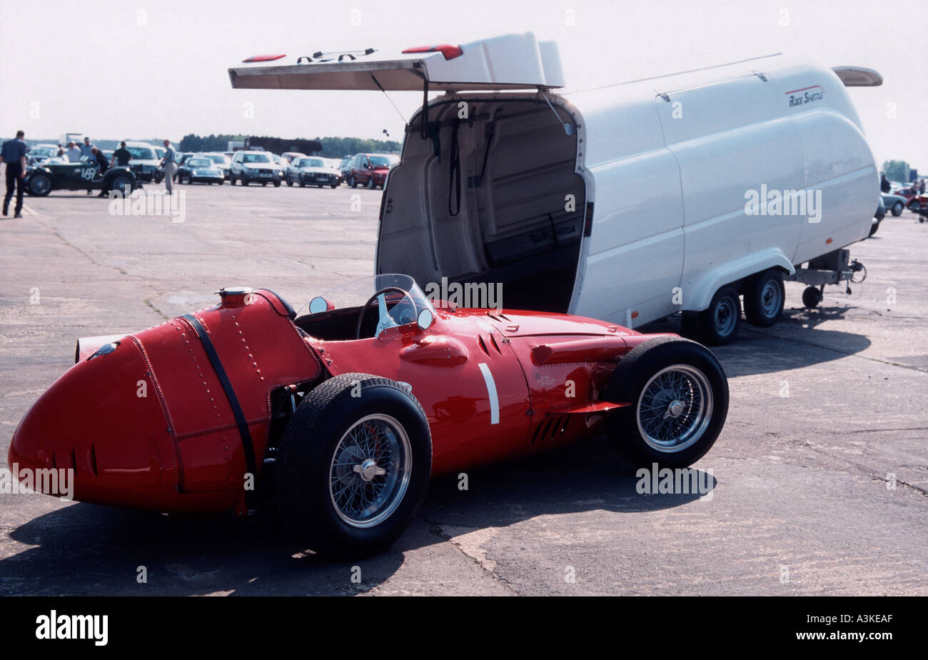 Maserati 250F formula one grand Prix car 1950s seen at Silverstone race ...