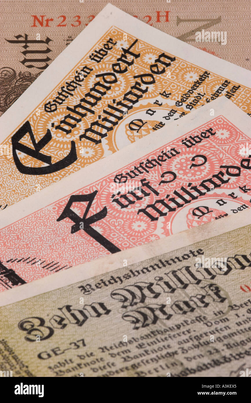German inflation currencies 1922-23 Stock Photo - Alamy