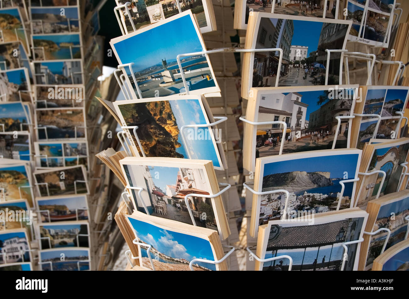 Racks of postcards in Lagos Algarve Portugal Europe Stock Photo - Alamy