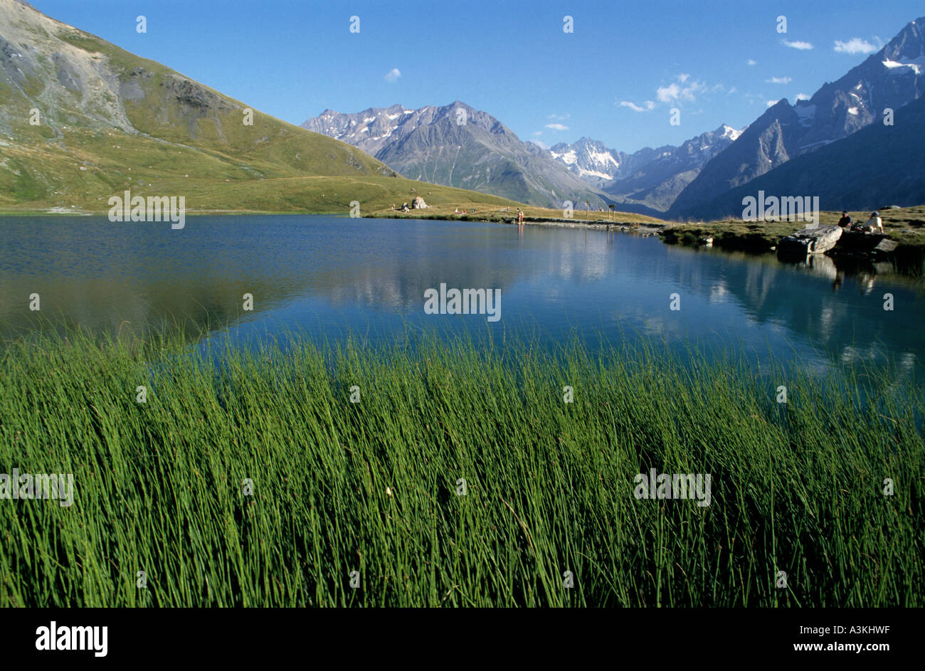 Mountains surrounding the Lac du Pontet, French Alps, France Stock ...