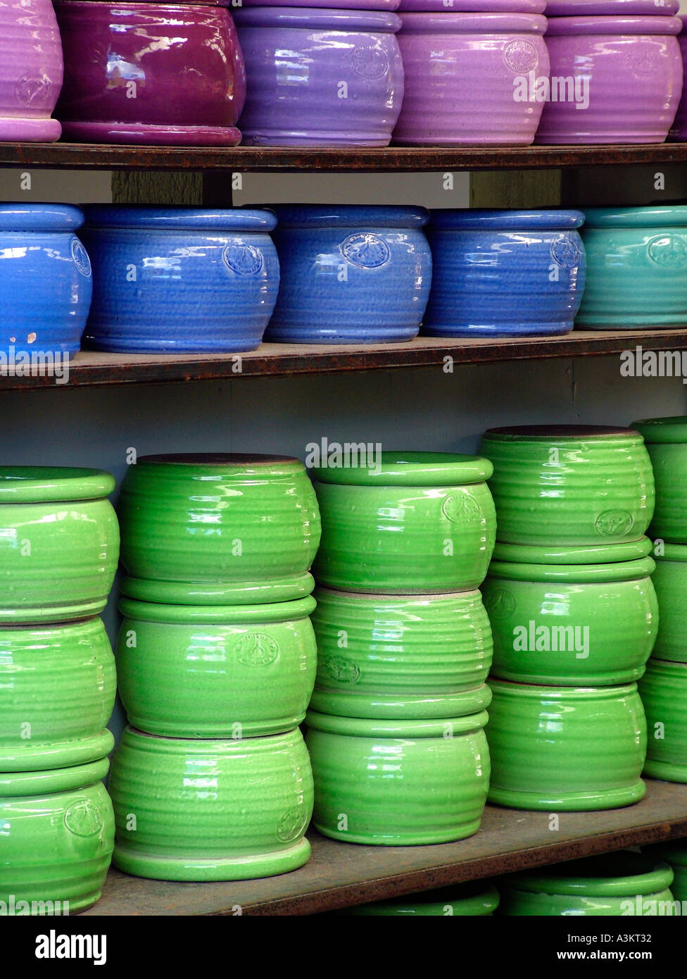 blue green and purple glazed eathenware pottery Morris James Matakana ...