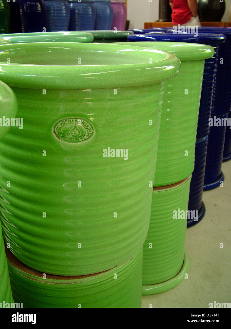 blue green and purple glazed eathenware pottery Morris James Matakana ...