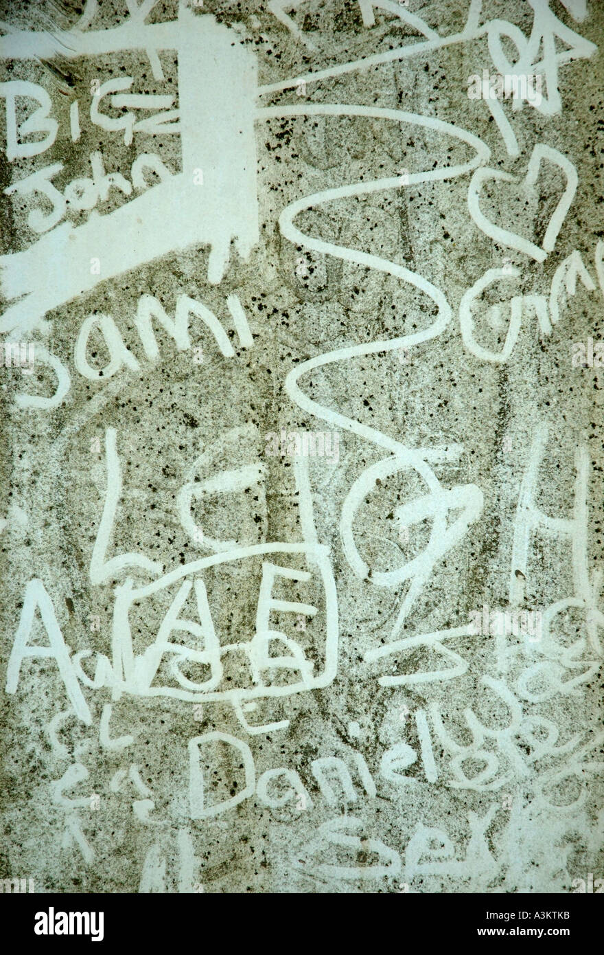 Writing in dirt on the side of a container Newhaven UK. Photo and text ...