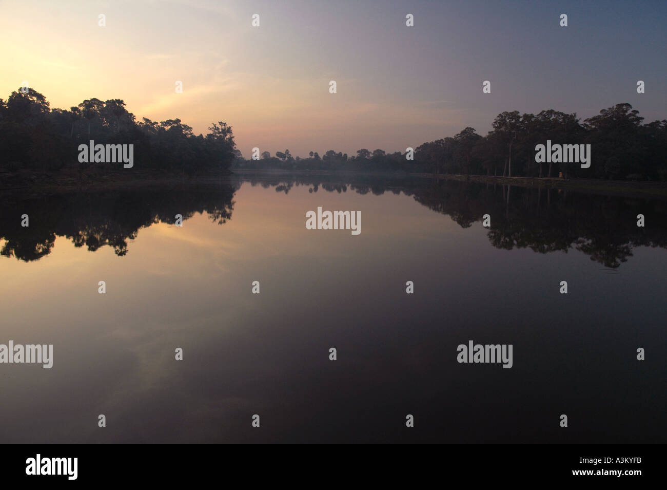 Dawn at the Moat around Angkor Wat in Cambodia Southeast Asia Stock ...