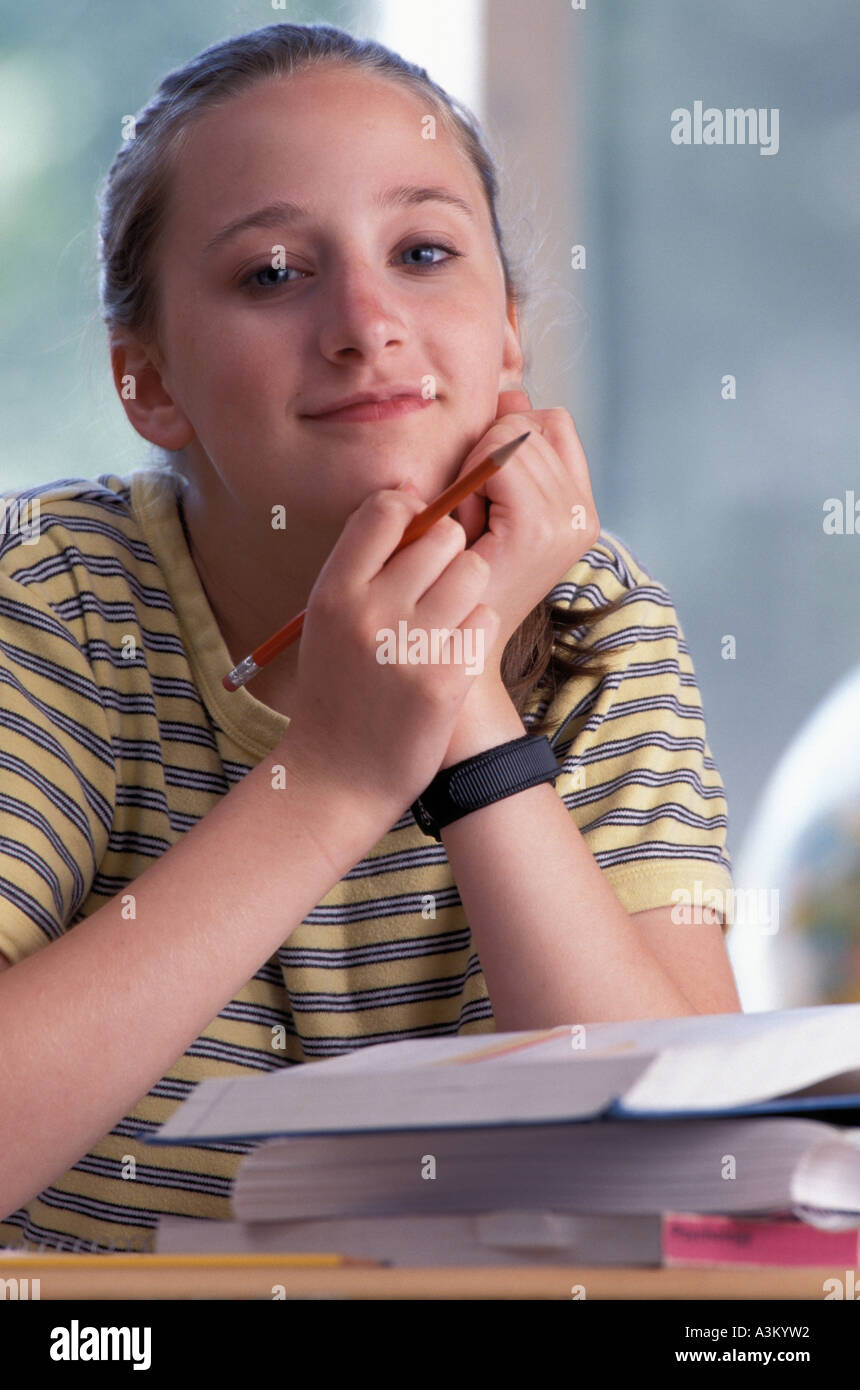 Portrait of smiling female student in class Stock Photo - Alamy