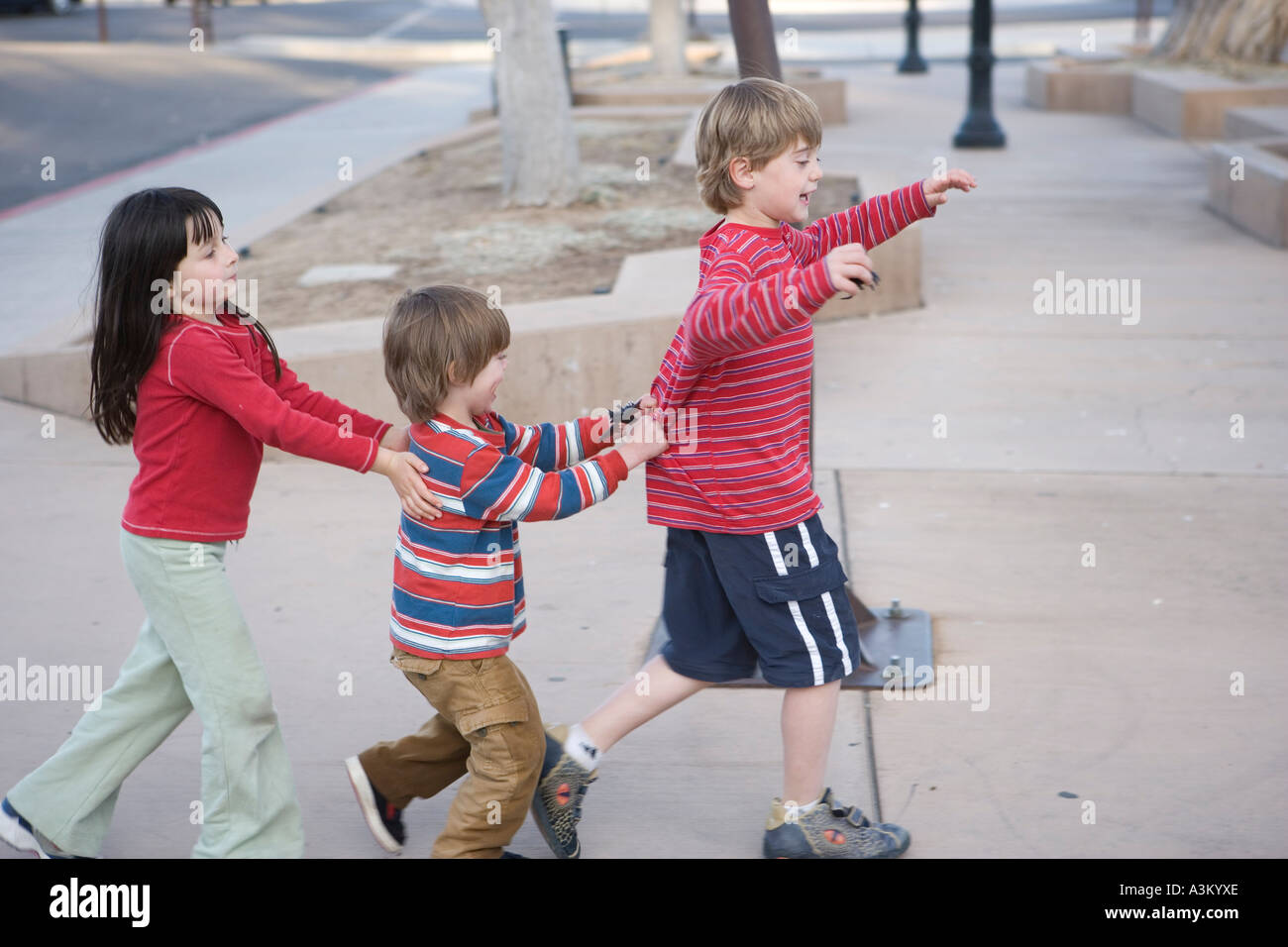 Kids Playing Follow The Leader