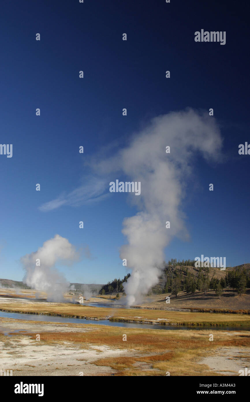 Thermal plums rising from geyser activity Midway Geyser Basin ...