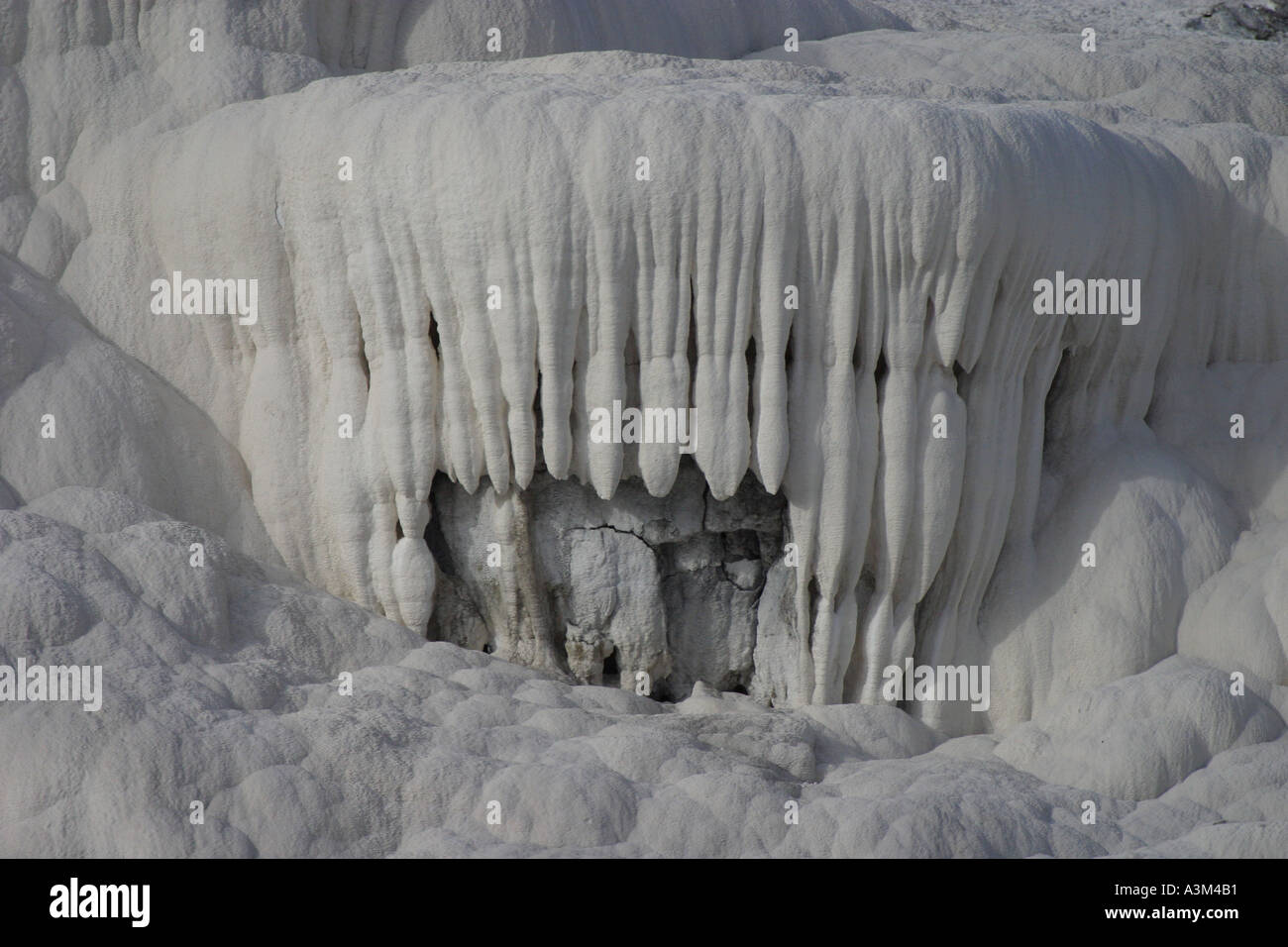 Travertine Limestone deposits formed of light coloured porous calcium ...
