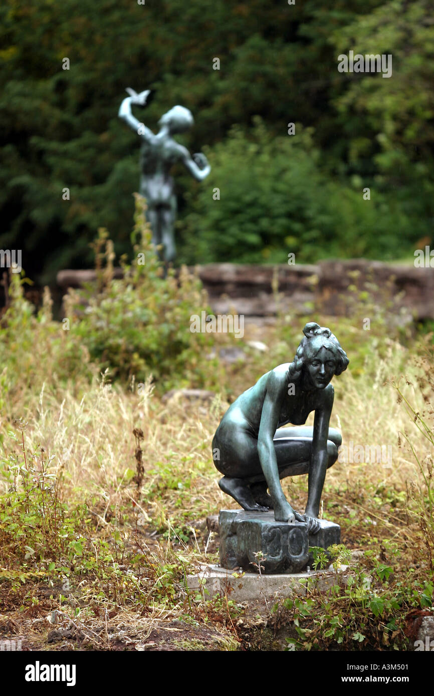 Museum of Welsh Life Cardiff St Fagans Statues in the garden Stock ...