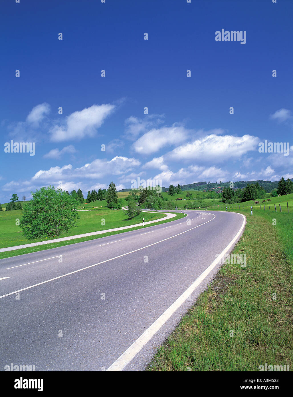 Road Nature Sky Trees Highway Clouds Fields Stock Photo - Alamy