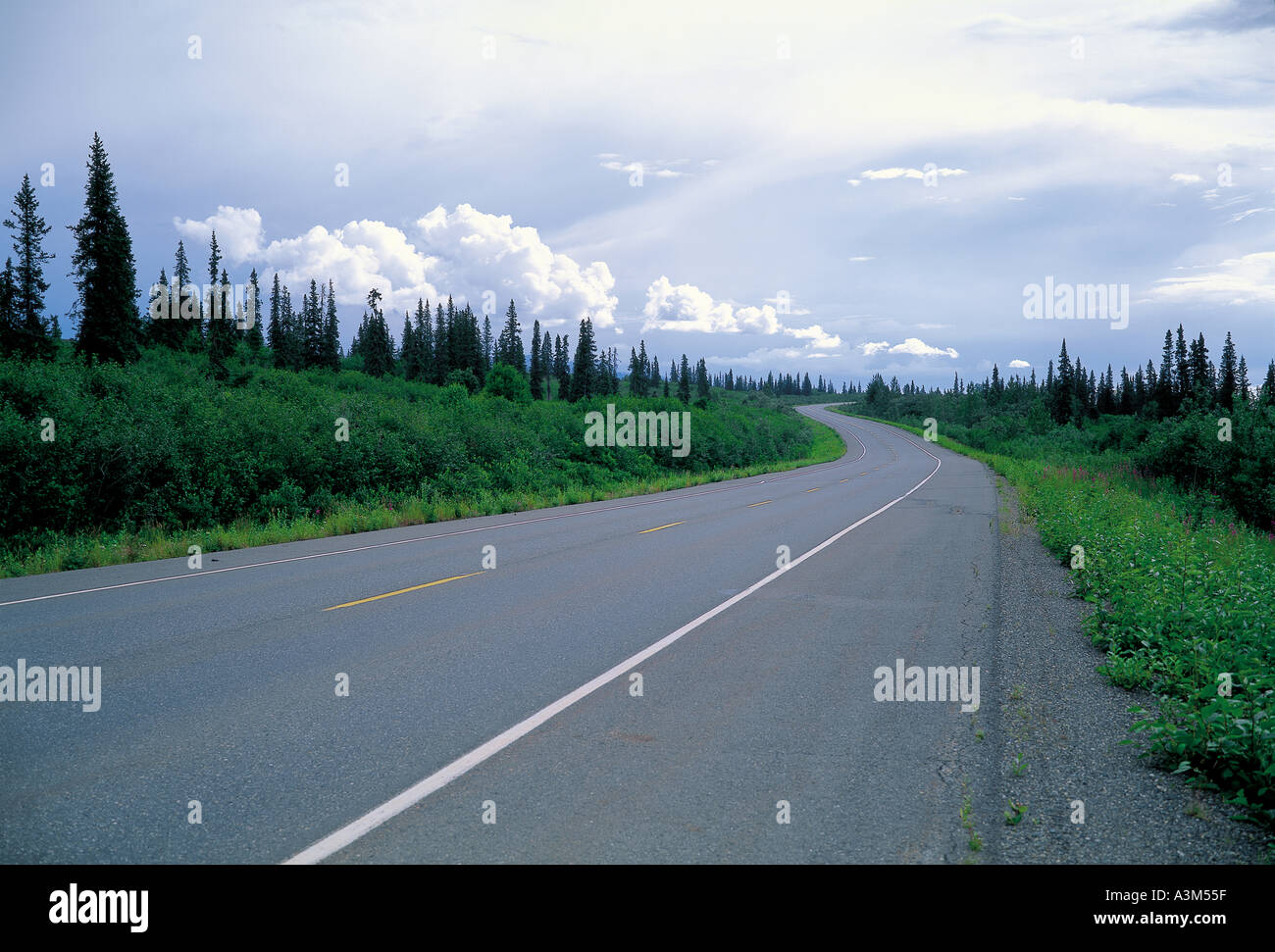 Road Nature Sky Trees Highway Clouds Stock Photo - Alamy