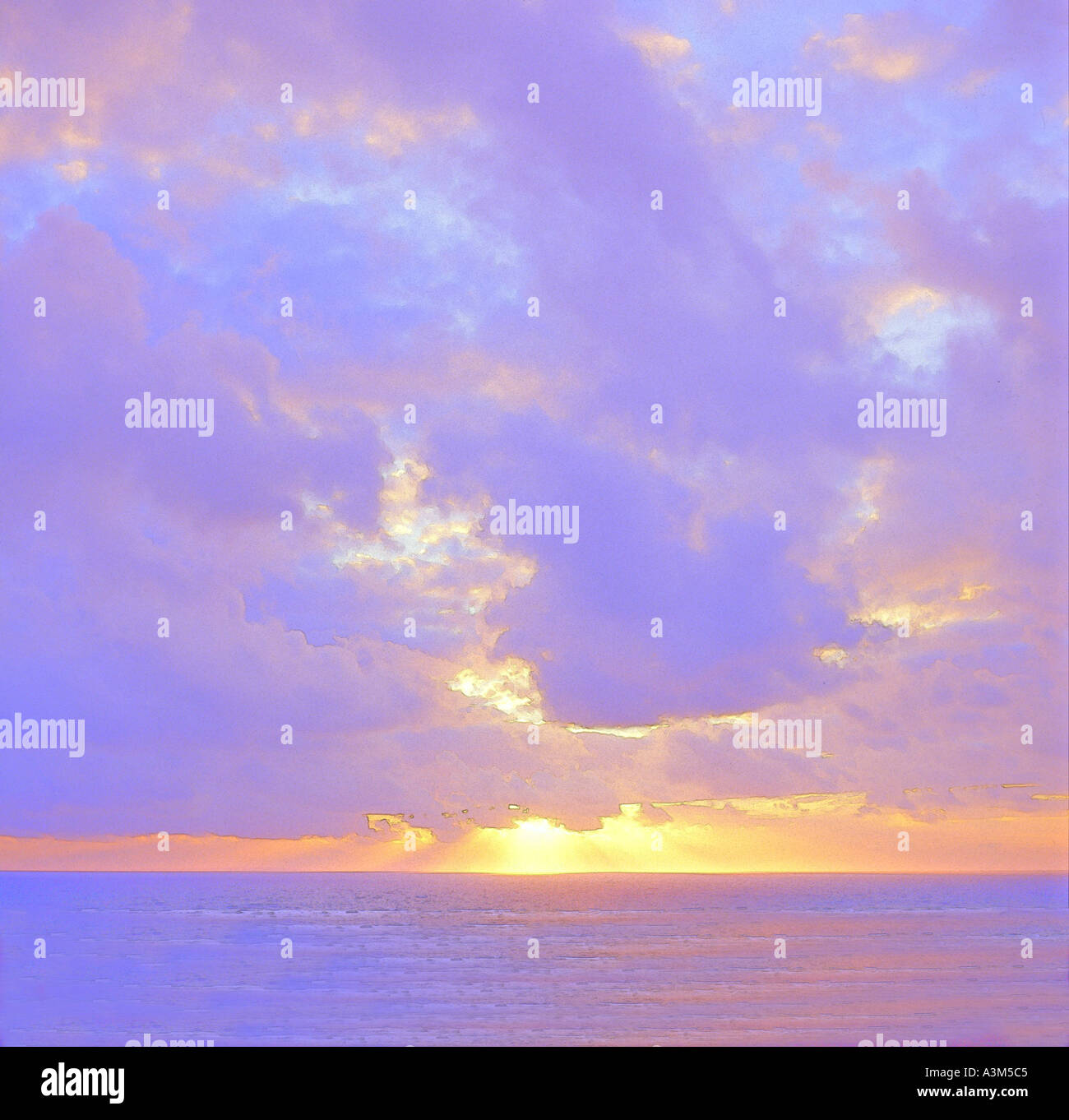 nature art sunset behind an ocean Stock Photo - Alamy