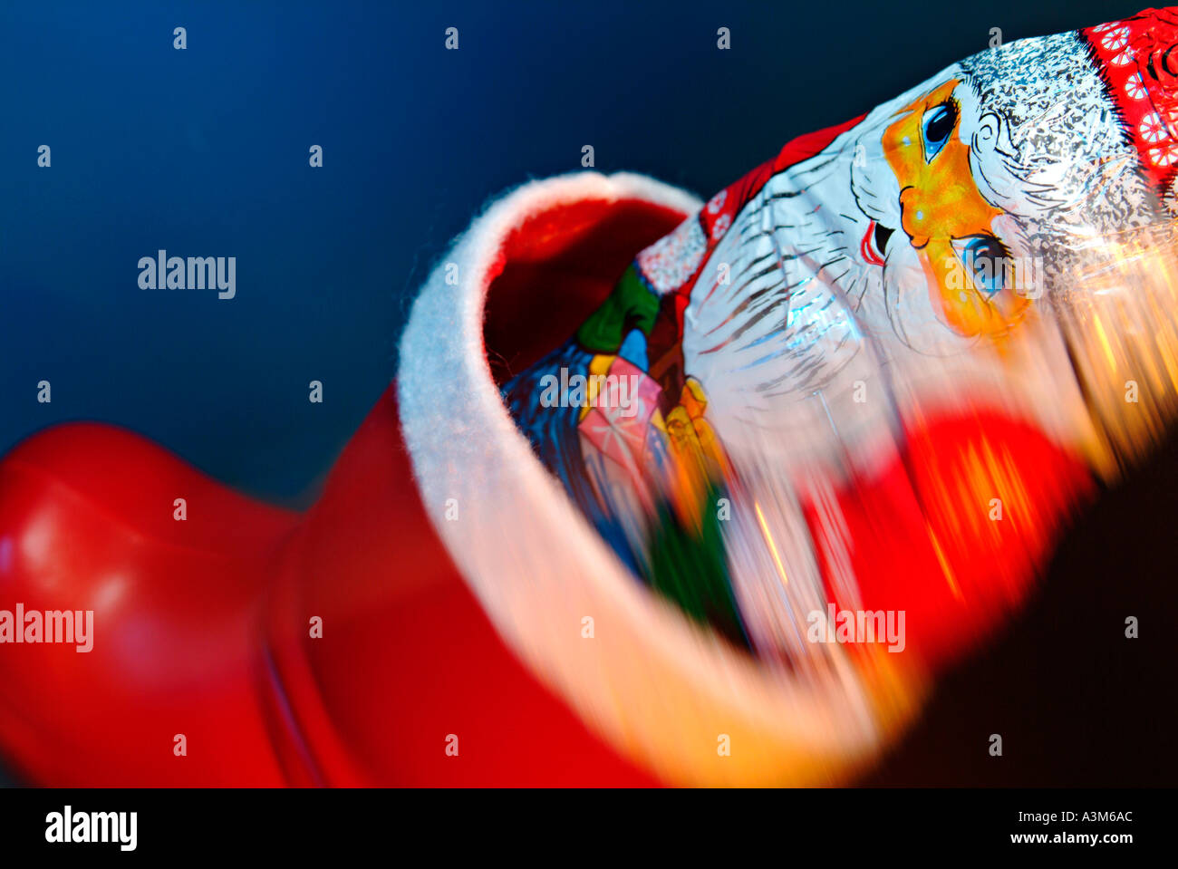 Santa Claus made of chocolade in a red boot Stock Photo - Alamy