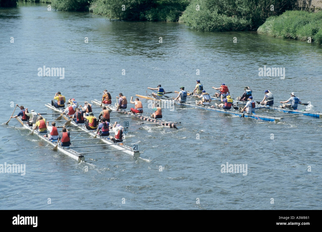 Monmouth river Wye charity raft race Stock Photo - Alamy
