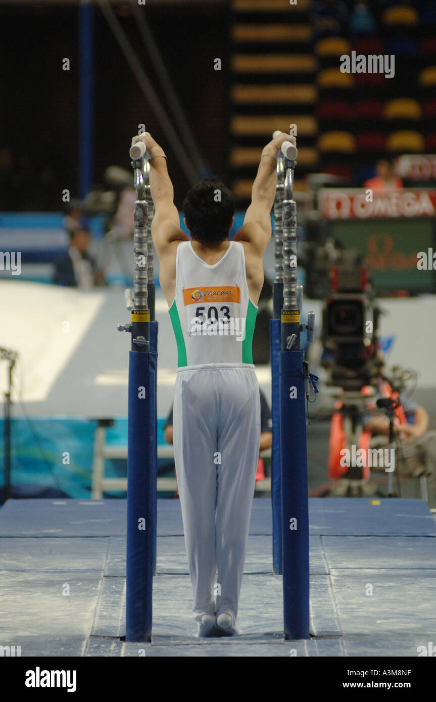 gymnastics competition ,parallel bars Stock Photo - Alamy