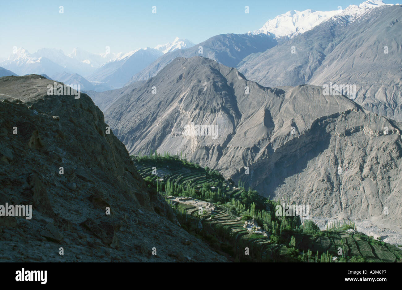 View of the Hunza valley from Duiker village near Karimabad, Hunza ...